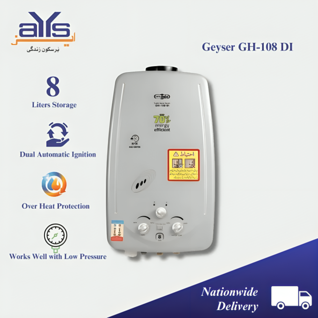 Super Asia GH-108 DI Instant Gas Geyser (8L) - Best Price