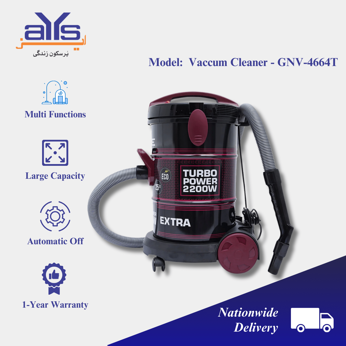 Gaba National GNE-4664T Vacuum Cleaner (Wet, Dry, Blow) – Best Price