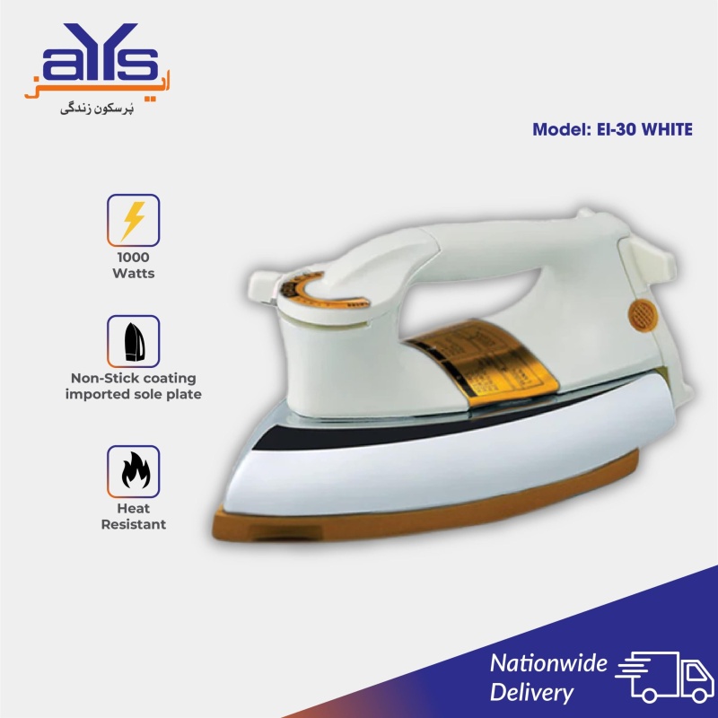Super Asia EI30 Dry Iron 1000 Watts Power White - Best Price