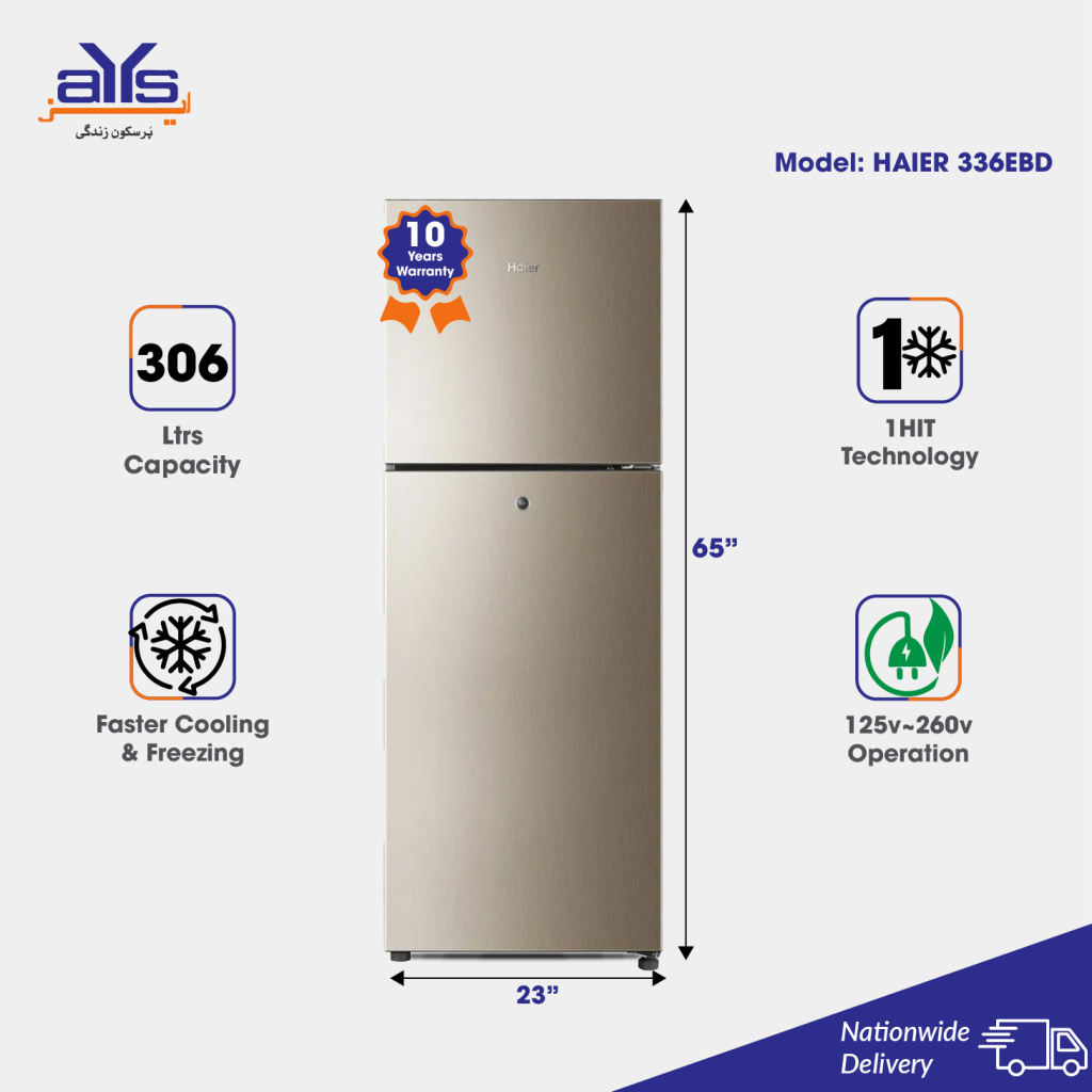 Haier HRF-336 EBD Refrigerator Double Door 12 Cubic Feet 1Hit ...