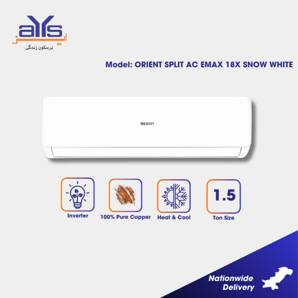 Orient 1.5 Ton DC Inverter Split AC Emax 18X (T3 Compressor) – AYS Online
