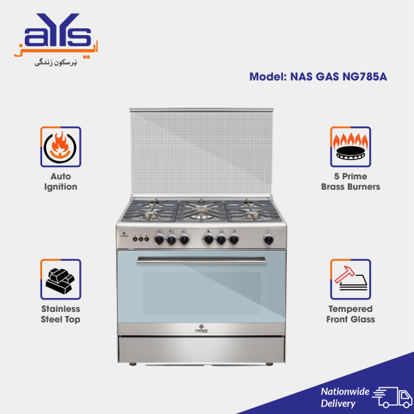 NasGas Cooking Range NG-785A (Single Door, 5 Burners) – Best Price