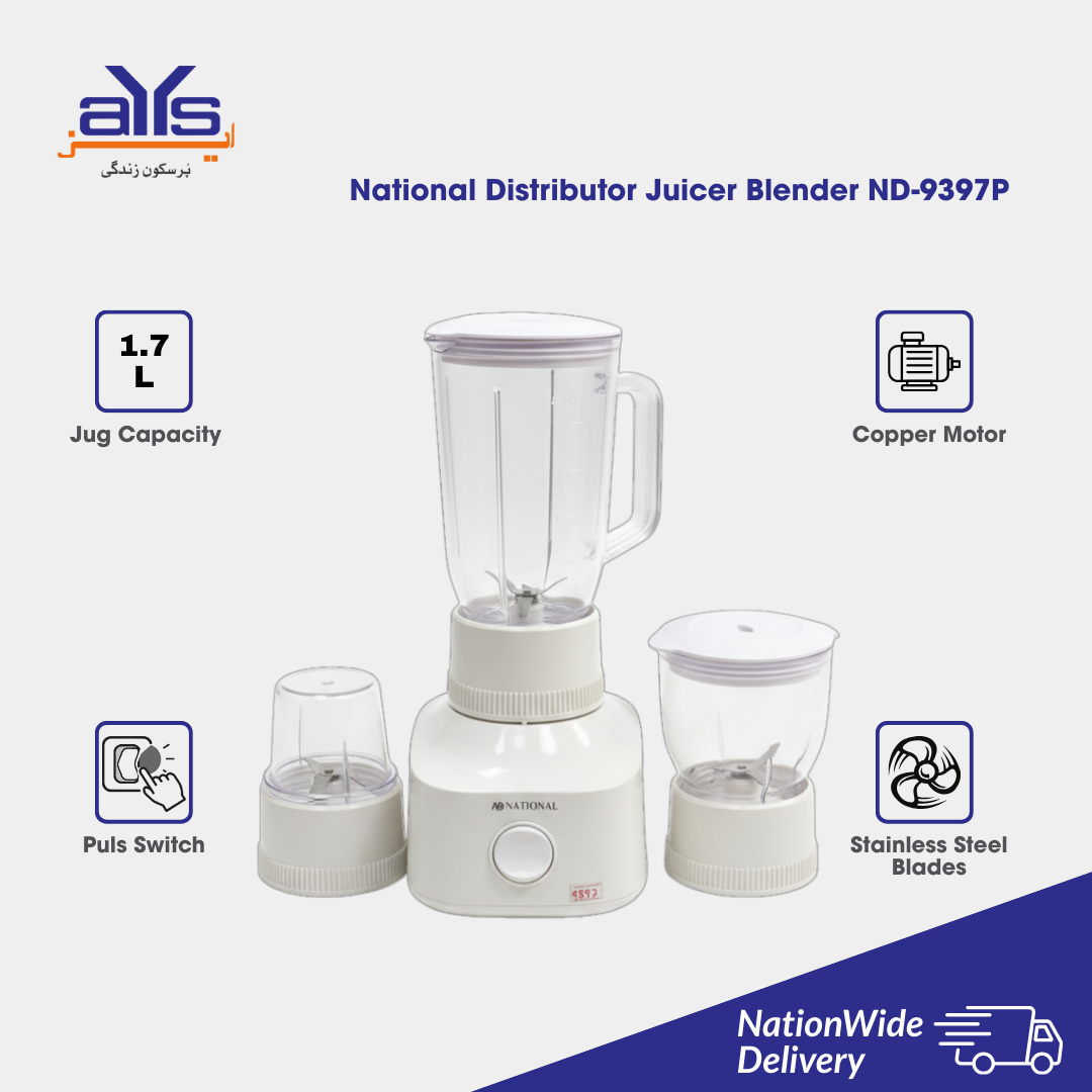 National Distributor ND-9397P 3-in-1 Juicer Blender 500W Pure Copper ...