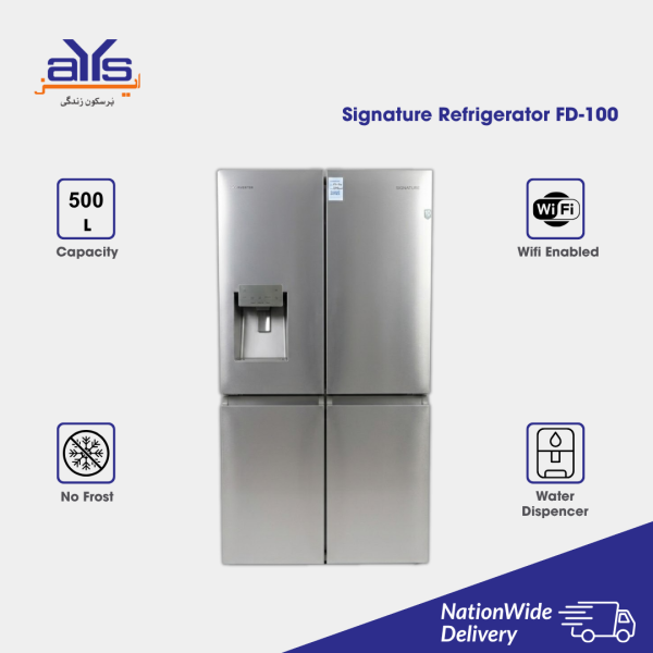 Signature FD-100 French Door Inverter Refrigerator - 500 Liters - Built ...